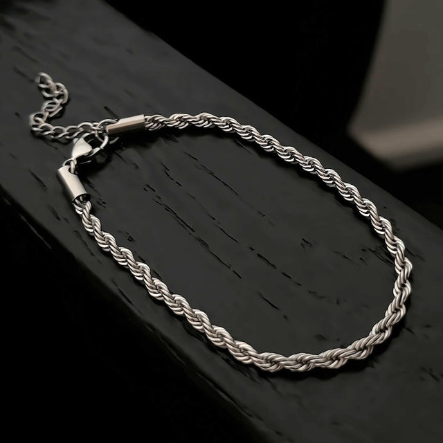 Minimal Silver Rope Chain Bracelet – RoseGold & Black Pty Ltd